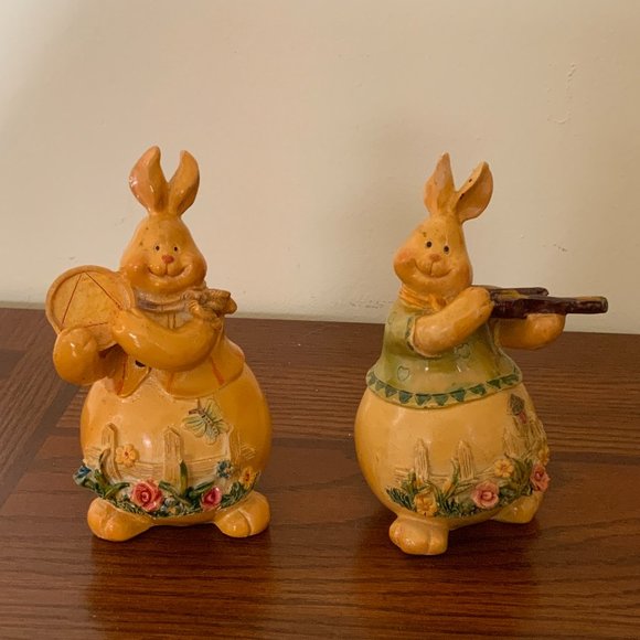 Vintage | Holiday | 2 Vintage Plaster Easter Bunny Rabbit Figurines ...